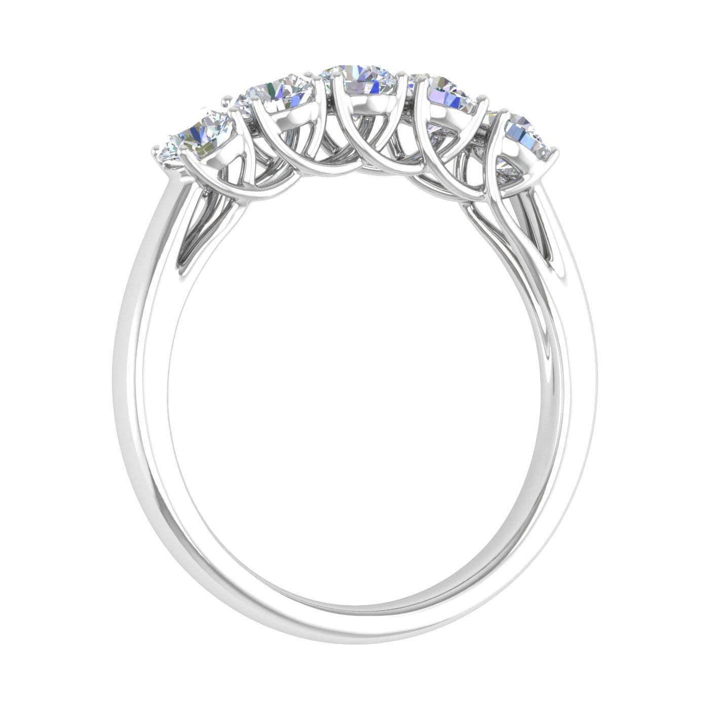 1 Carat 5-Stone Diamond Wedding Band Ring in 14K White Gold (Ring Size 6.25)