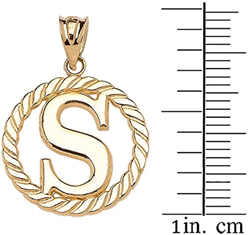 10k Yellow Gold Roped Circle"S" Initial Charm Pendant