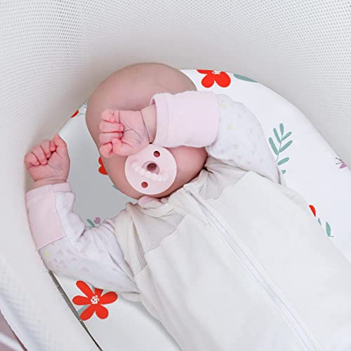 Bassinet Sheet Floral, 33" X 17" Flexible for Different Cradle and Bassinet Mattress, Soft Breathable Universal Sheet for Rectangle, Oval, Hourglass Bassinet Mattress