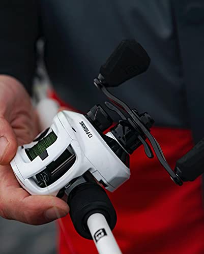 13 FISHING - Concept C2 - Low-Profile Baitcast Fishing Reel - 7.5:1 - Left Hand Retrieve (Fresh+Salt) - C2-7.5-LH, White