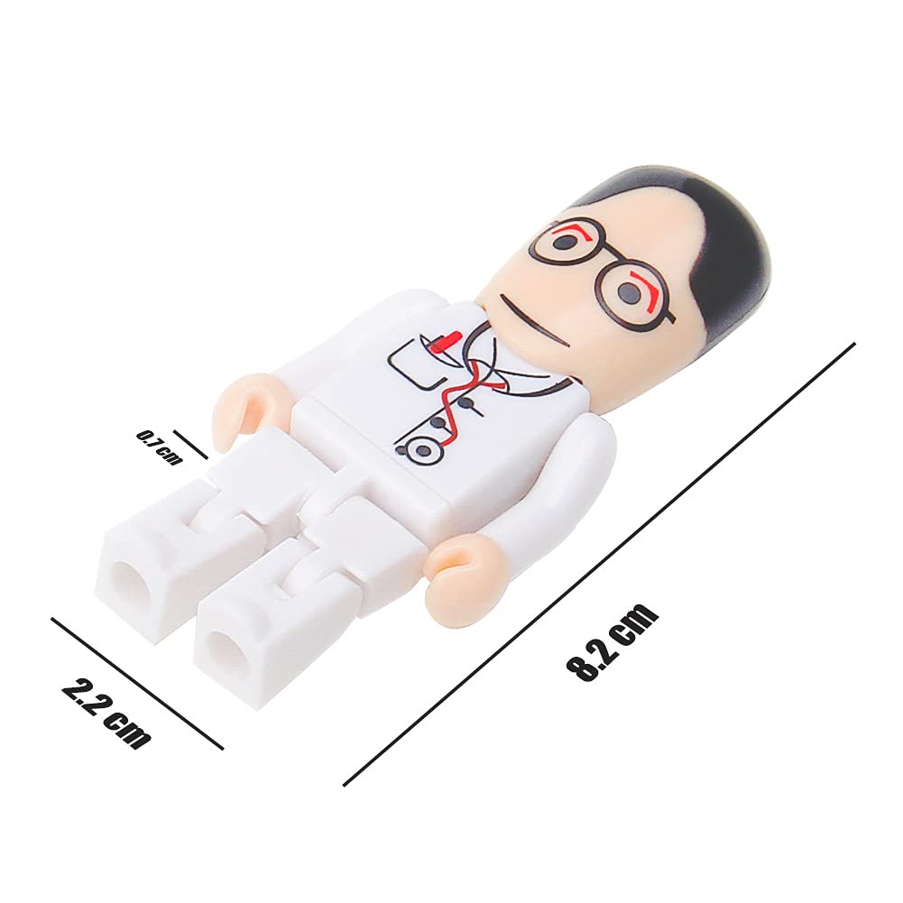 LEIZHAN Cute USB Flash Drive Character Thumb Drive for Kids Students Gift Pendrive (32GB, Doctor in White)