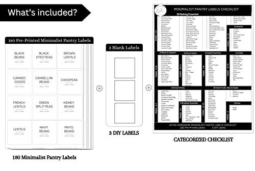 183 Kitchen Pantry Labels for Containers Preprinted with 3 Blank Labels, Minimalist Pantry Labels, Pantry Labels for Food Containers, Kitchen Labels for Storage Bins, Food Labels for Containers