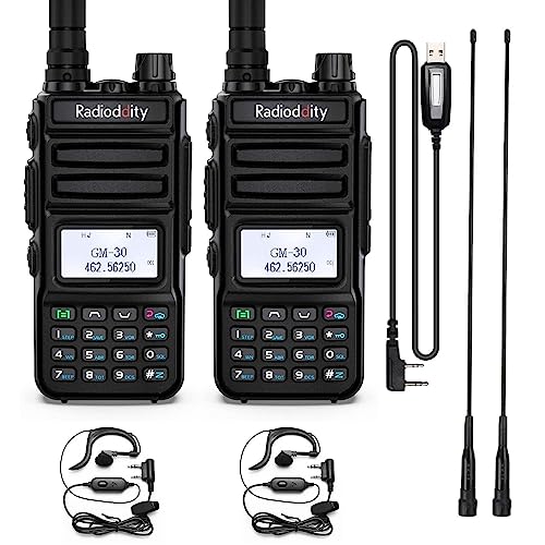 2 Pack Radioddity GM-30 GMRS Radio Handheld 5W Long Range Two Way Radio, GMRS Repeater Capable, with NOAA Scanning & Receiving, Display Sync for Off Road Overlanding, with 15 inch High Gain Antenna