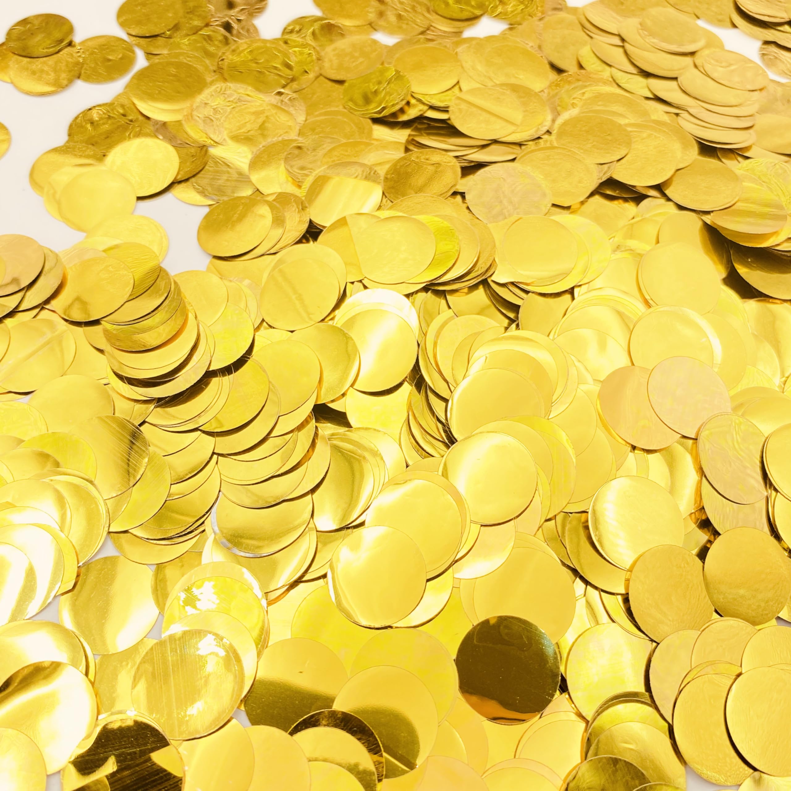10000PCS/100g Sparkle Foil Metallic 15mm Round Confetti Circle Dot Table Scatter Confetti for Wedding Graduation Baby Shower Birthday Engagement Party Favors Decorations (Gold)