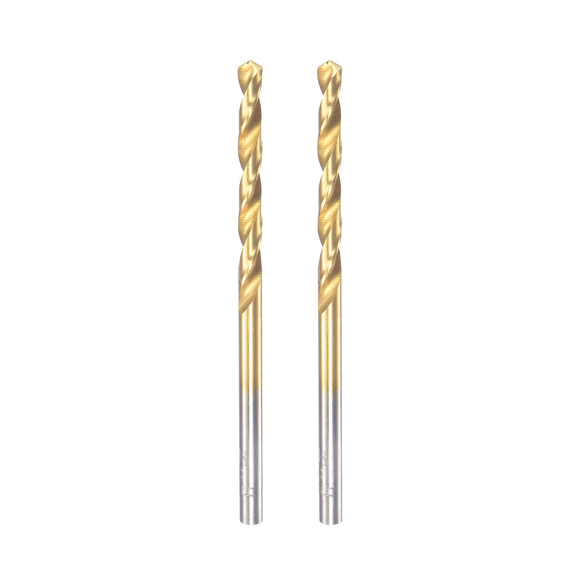 uxcell High Speed Steel Straight Shank Twist Drill Bit Fully Ground Titanium Coated 3.4mm Drill Diameter 70mm Total Length 33mm Drill Bit Length 2 Pcs