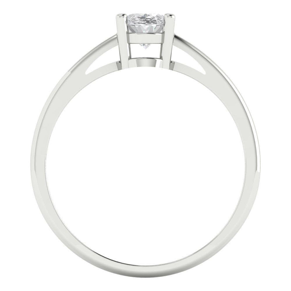1 Ct Brilliant Oval Cut Clear Simulated Diamond 14K White Gold Solitaire Engagement Promise Bridal Anniversary Ring Size 5