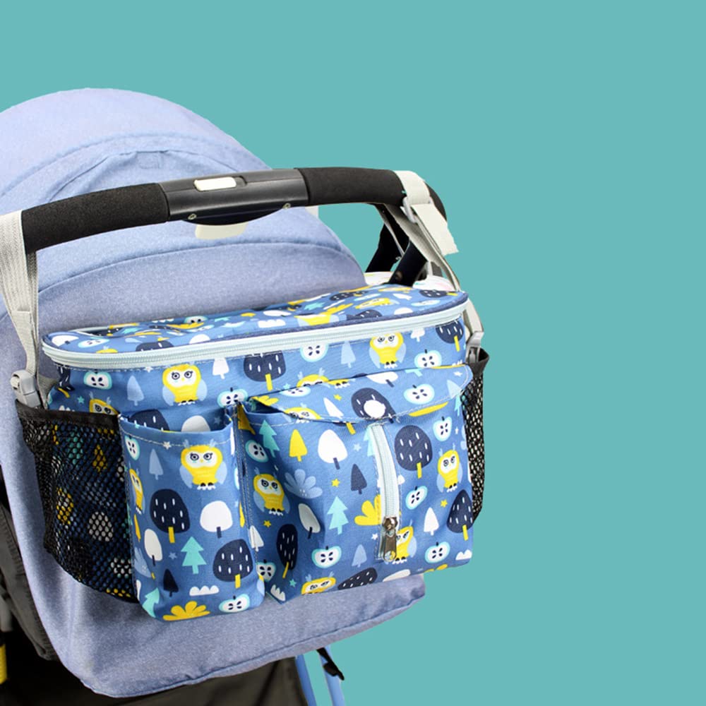 DAVID MA General-purpose pushcart holder with insulated cup holder,Applicable to a wide range of scenarios, travel necessary(blue owl)