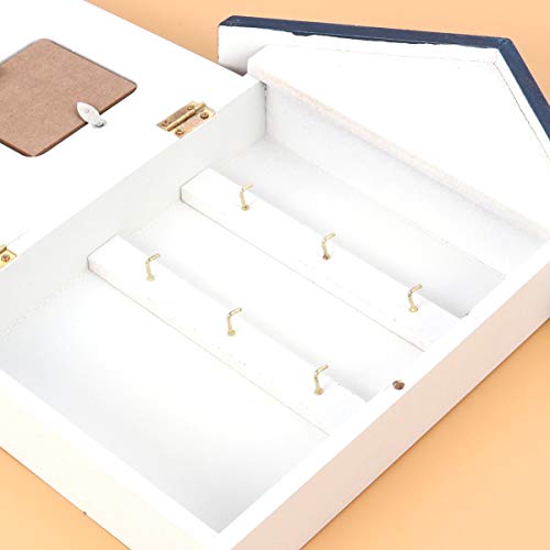 Hemoton Mediterranean Style Key Cabinet Wood Nautical Style Wall Mounted Wooden Key Holder Storage Box Cabinet Style 2