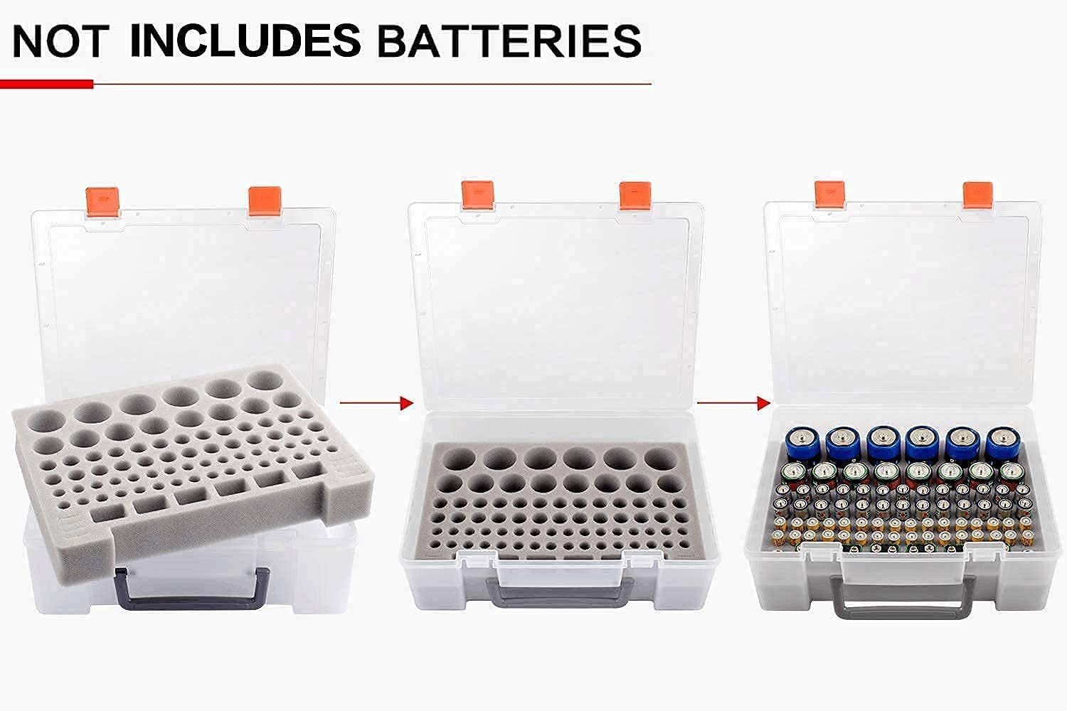 Battery Organizer Storage Box, Garage Storage Containers Case Holder with Battery Checker Tester