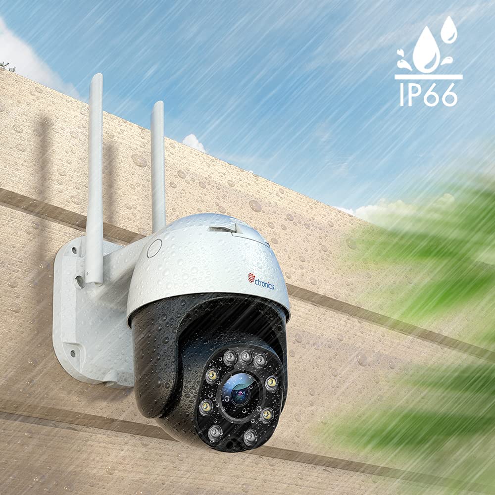 Ctronics 3G/4G LTE No WiFi Security Outdoor Camera with 30m Color Night Vision, 1080P PTZ 360° Digital Zoom Surveillance Camera Auto Tracking Human Detection Two-Way Audio IP66, SIM Card Included