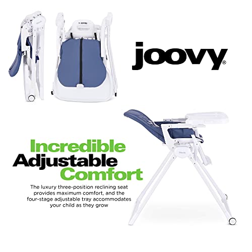 Joovy Nook NB High Chair Featuring Four-Position Adjustable Swing Open Tray, 3-Position Reclining Seat, and Front Wheels for Added Mobility - Folds Down Flat for Easy Storage, Slate