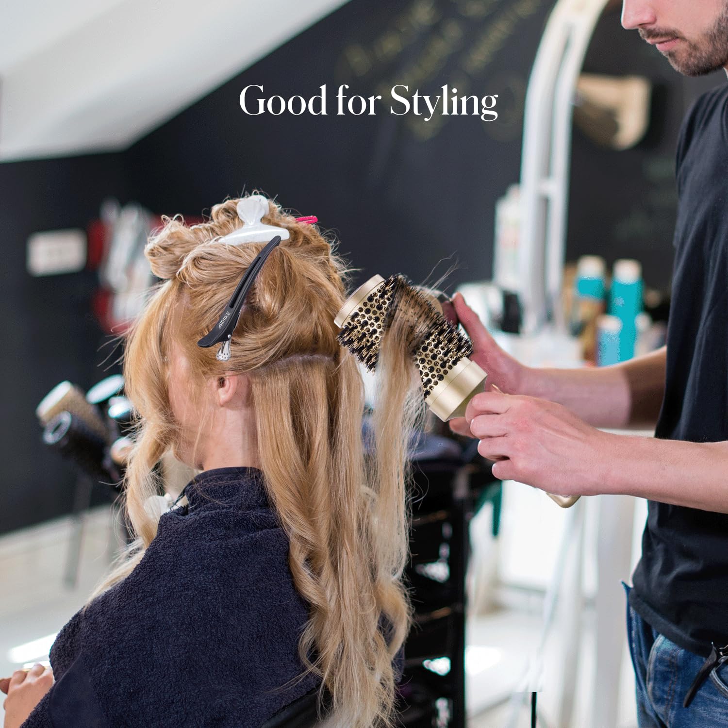 AIMIKE Hair Clips for Styling and Sectioning - 6 Pack Non-Slip Clips with Silicone Band, No-Trace Design for Thick and Thin Hair