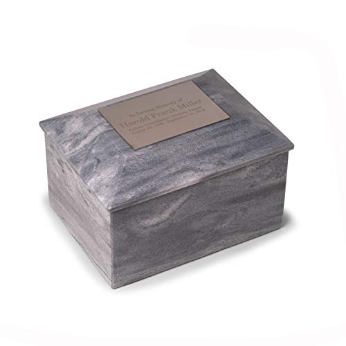 Deering Moments Carerra Grey Marble Custom Engraved Cremation Memorial Urn for Human Ashes Adult Size - Large