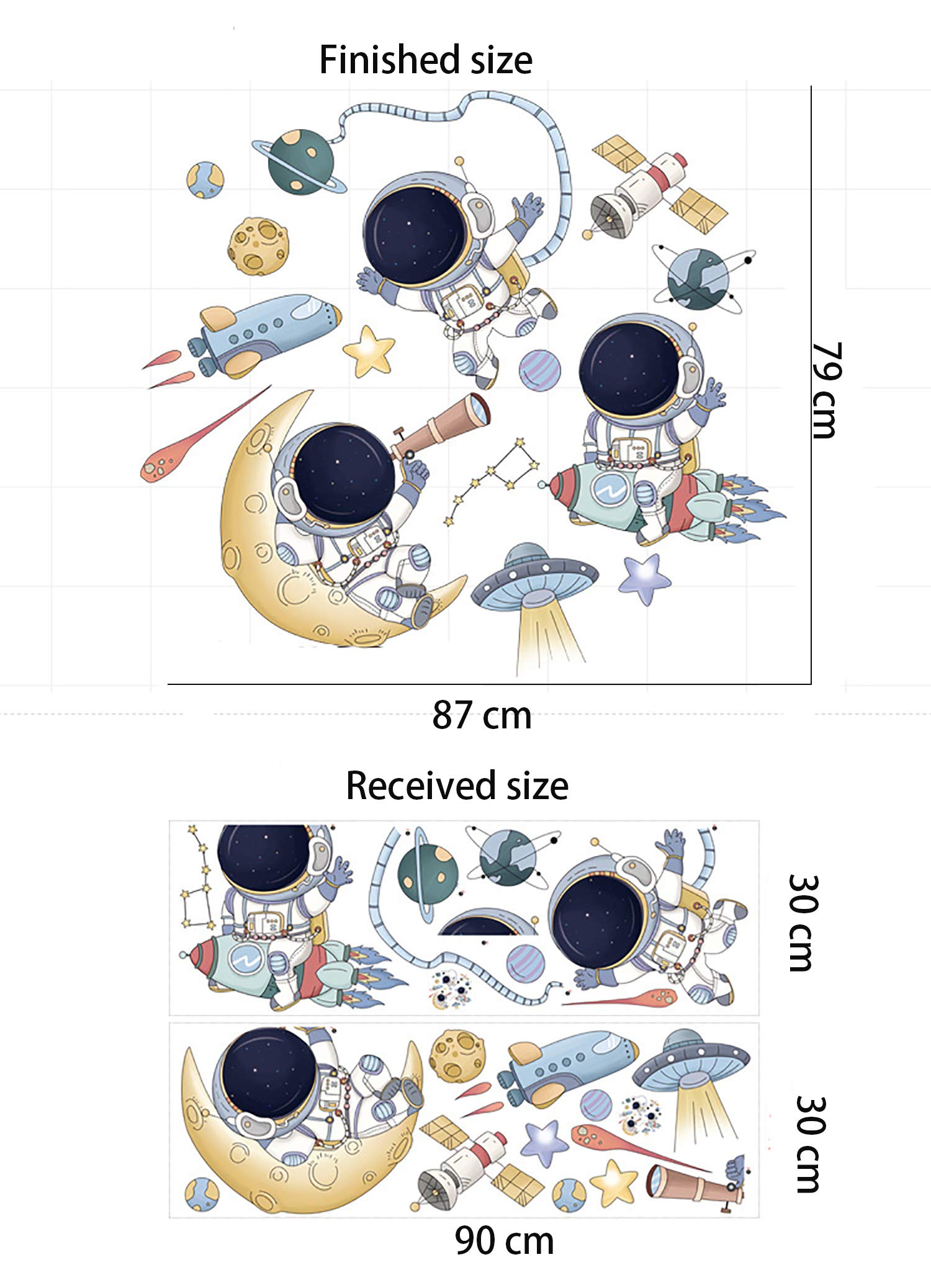 Astronaut Wall Decals Cartoon Spacecraft Outer Space Wall Stickers Removable Peel and Stick Art Murals for Kids Room Nursery Classroom Bedroom Living Room Home Decoration (Astronaut)