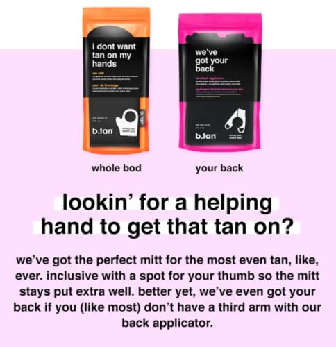 b.tan Back Self Tanning Applicator | We've Got Your Back - Best Sunless Tanner Body Mitt w/Handles, Streak-Free, Velvety Soft, Reusable, Washable, Great for Foam, Mousse, Gradual Lotion, & Drops