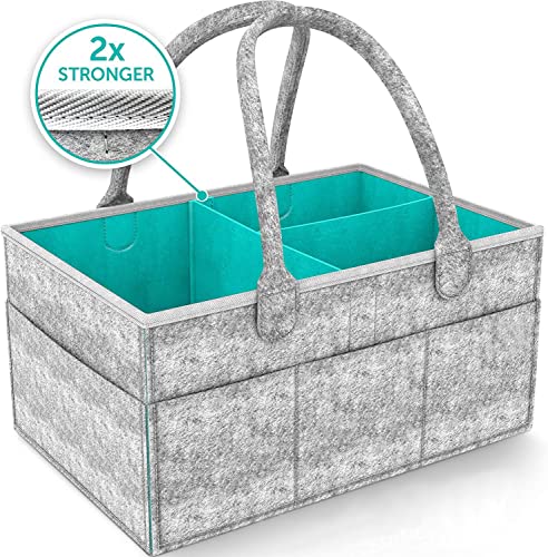 AIMIUKIDS Diaper Caddy - Nursery Storage Bin and Car Organizer for Diapers and Baby Wipes Gift Registry For Baby Shower, Nursery Organizer, Neutral Baby Gift Basket, Changing Table Organizer Pink