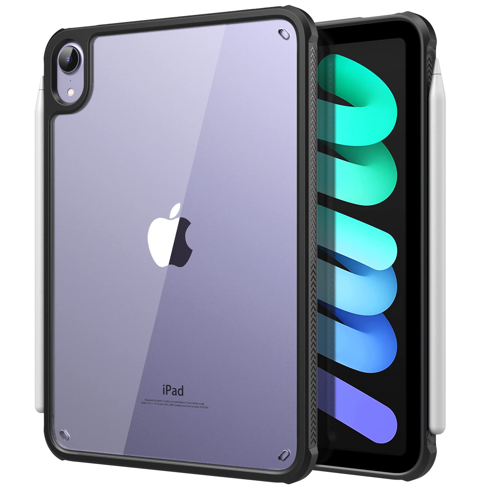 TiMOVO Case for iPad Mini 7 2024 (A17 Pro) / iPad Mini 6 2021, iPad Mini 7th/6th Generation Case 8.3 inch, Ultra Slim Clear Shock Absorbant Flexible TPU Edge Case, Support Apple Pencil Pro - Black