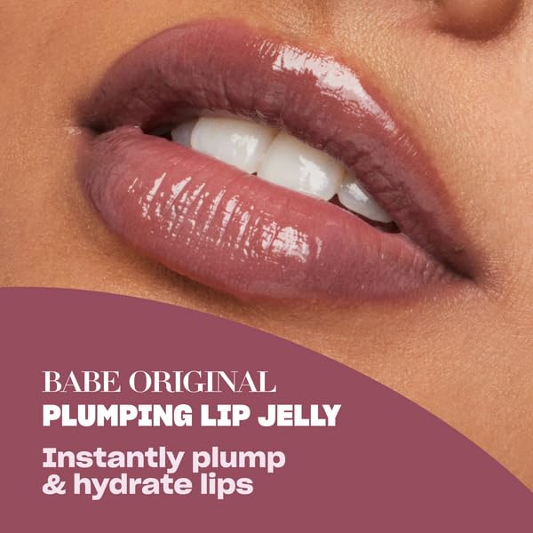 BABE ORIGINAL Glow Plumping Lip Jelly For Thicker Lips - High Shine Lip Gloss for Moisturizing, Hydrating and Soothing Lips, Mauve