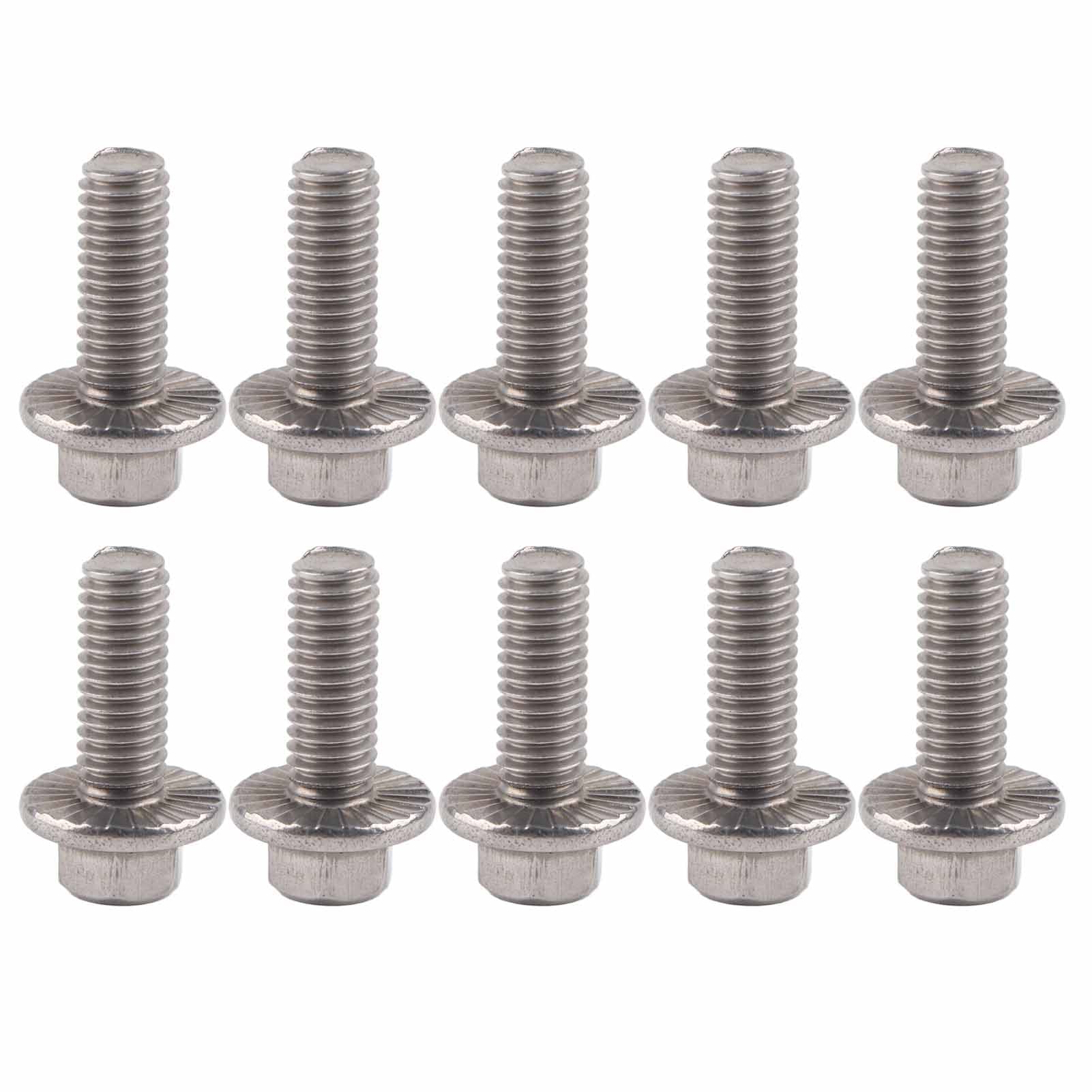 10pcs M6 Stainless Steel SS304-70 Hex Flange Screws Washer Head Bolts Fastener Hex Head with Flange(M6*16)