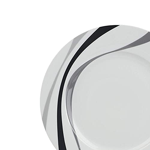 Amazon Basics 18-Piece Kitchen Dinnerware Set, Plates, Dishes, Bowls, Service for 6, Swirl