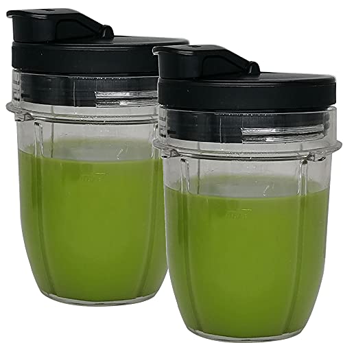 2 Replacement 350ML(12oz) Cup Mug Cups With Spout Lids, Compatible with Ninja Foodi Blender & Processor CO351B, SS100, SS101, SS101C, SS101TGT, SS300, SS300C, SS351, SS351C, SS351TGTļ¼SS400, SS401