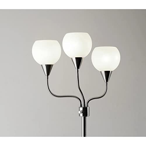 Adesso 1534-22 Phillip 3-Arm Floor Lamp, 65.5 in., 3 x 40 W Incandescent/13 W CFL, Brushed Steel/White, 1 Steel Lamp