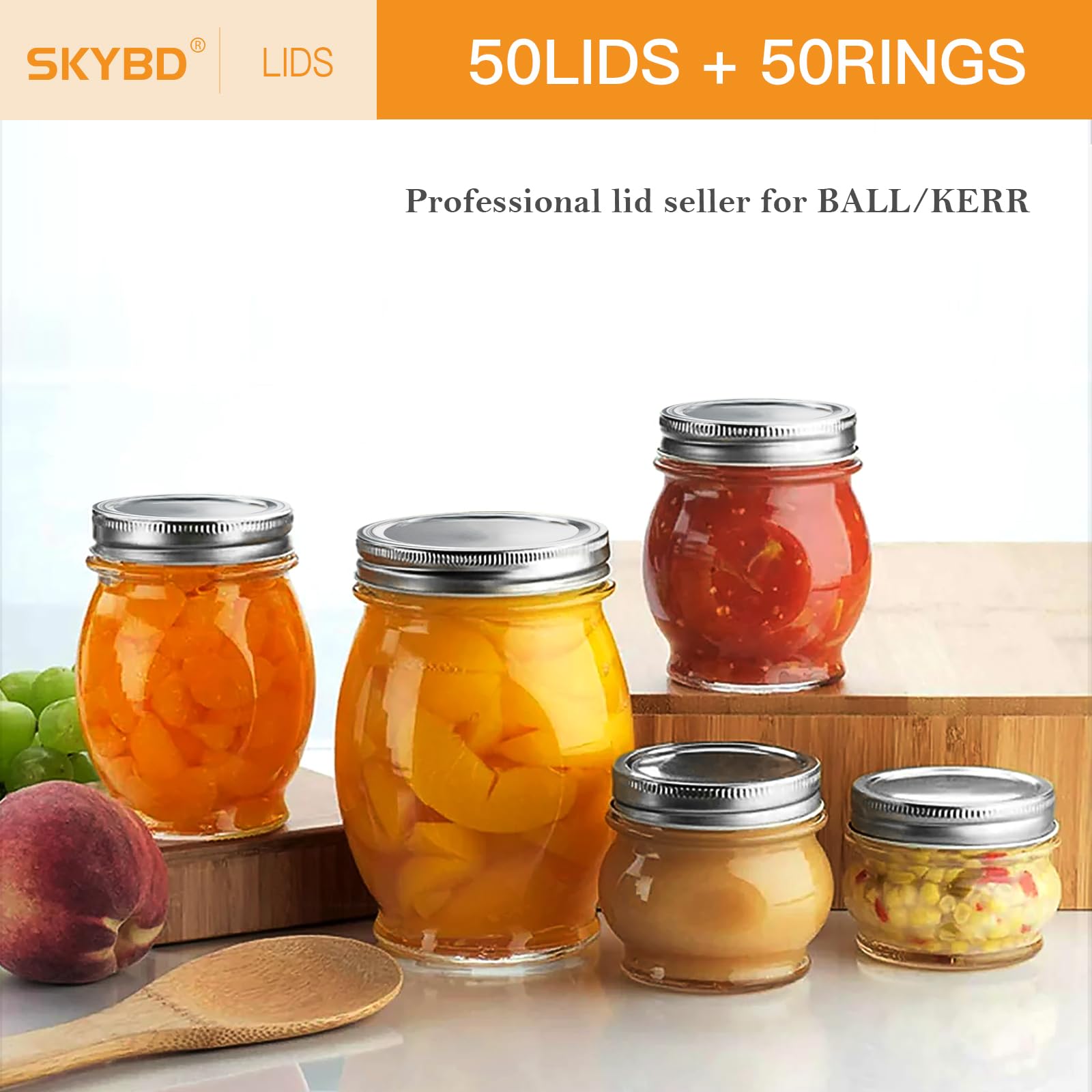 100Pcs/50 sets Canning Jar Lids and Rings Wide mouth, Split-type Lids with Silicone Seals Rings Leak Proof and Secure Canning Jar Caps