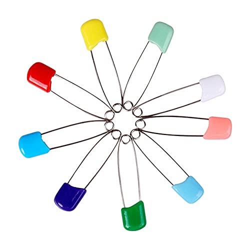 ARTCXC 1Box(100Pcs) White 55mm/ 2.2 Inch Safety Pins Plastic Head Stainless Steel Diaper Pins Safety Locking Cloth Diaper Nappy Pins