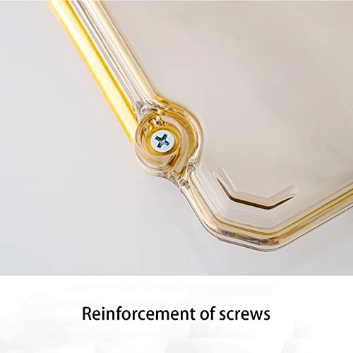 2 Pack Plastic Serving Tray with Gold Handles, 12 x 4 inch Clear Amber Decorative Tray with 1”Wall, Long Narrow Coffee Table Tray Rectangular Tea Tray Decor with Gold Rim for Bar, Party, S, Halyuhn