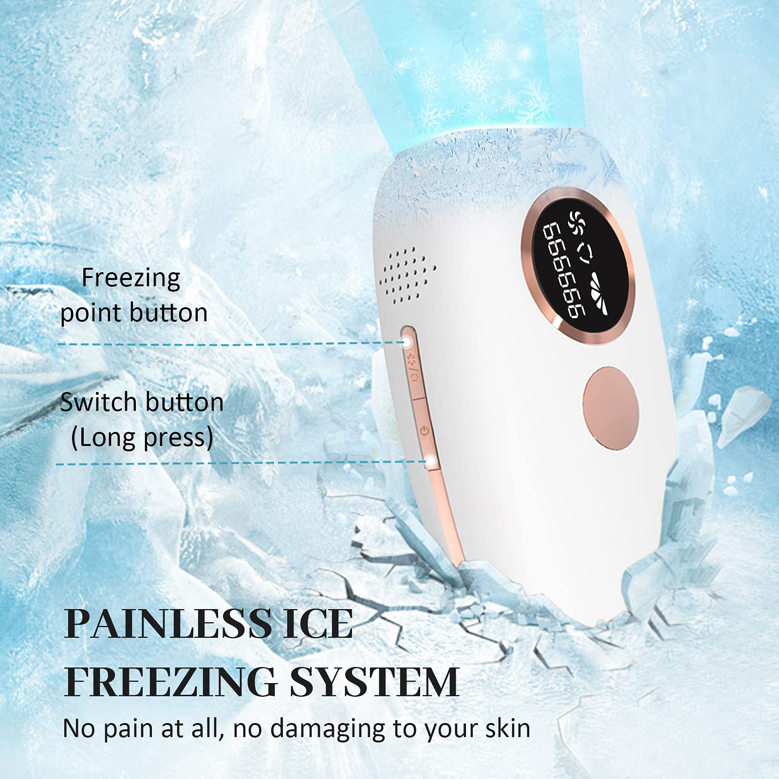 Laser Hair Removal Device for Women Permanent with Painless Ice Cooling Function IPL Hair Removal at-Home Upgraded to 999,999 Flashes for Face Armpits Legs Arms Bikini Line