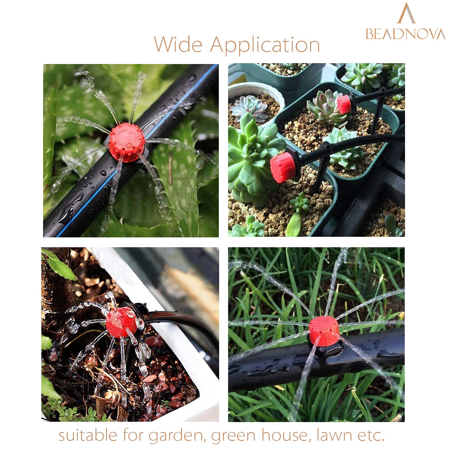 BEADNOVA Drip Emitter 150 Pcs 360 Degree Drip Line Emitter Adjustable Dripper Emitters for Drip Line 1/4 Inch Irrigation Tube Watering System Gardening (Red)