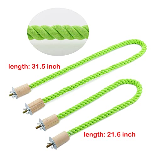 2 Pcs Bird Hemp Rope Perch Swing, Parrot Standing Stick Comfy Perches Birds Climbing Bendable Standing Stick (31.5" and 21.6")