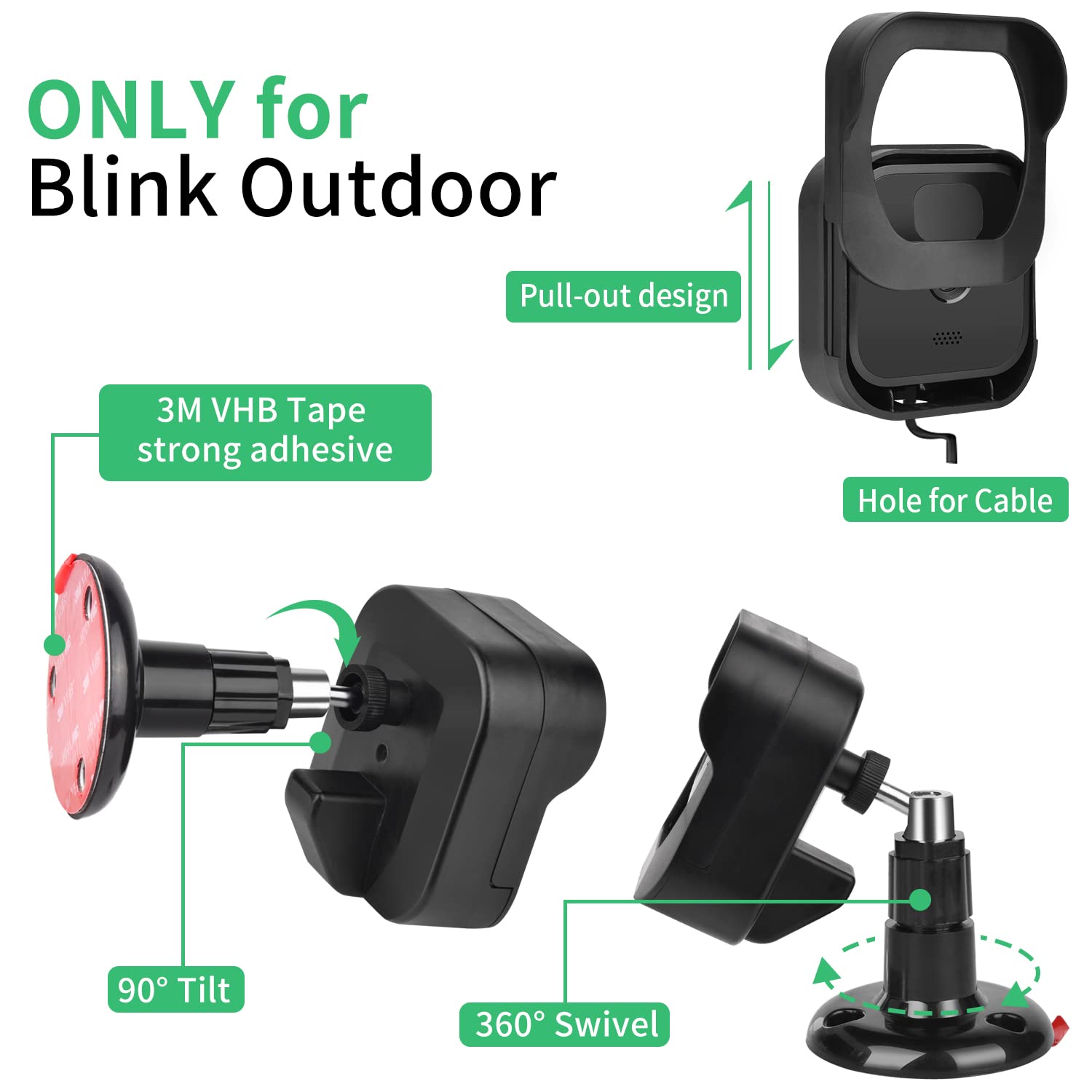 3PACK Housing Mount for Blink Outdoor (3rd Gen) XT3, Weatherproof Cover and 360° Adjustable Screwless Mounting Bracket with Blink Sync Module 2 Outlet Mount, 2 Ways Installation Without Drilling