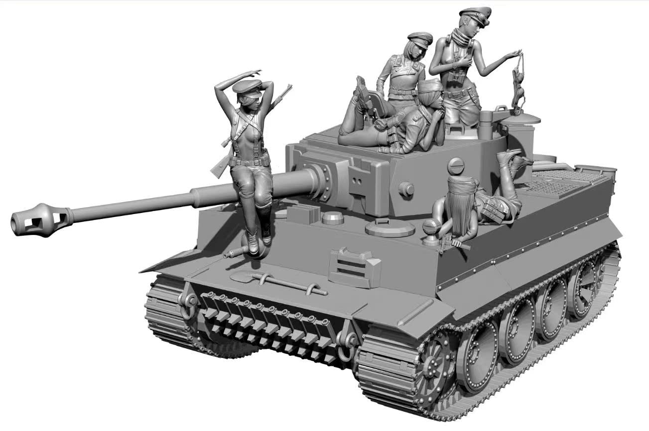 1/35 Resin Soldier Figure Model Kits DIY Beauty 5 Set Soldier colorless and self-Assembled YFWW-2158 (Without Tank)