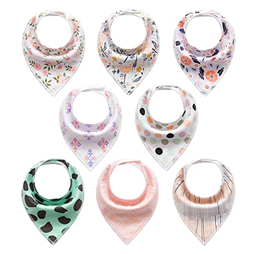 Baby Bibs Bandana Drool Bibs with Teether 4 Pack for Infant, Boys, Girls, Unisex 100% Cotton Drooling Bibs Soft and Absorbent (Bow-knot)