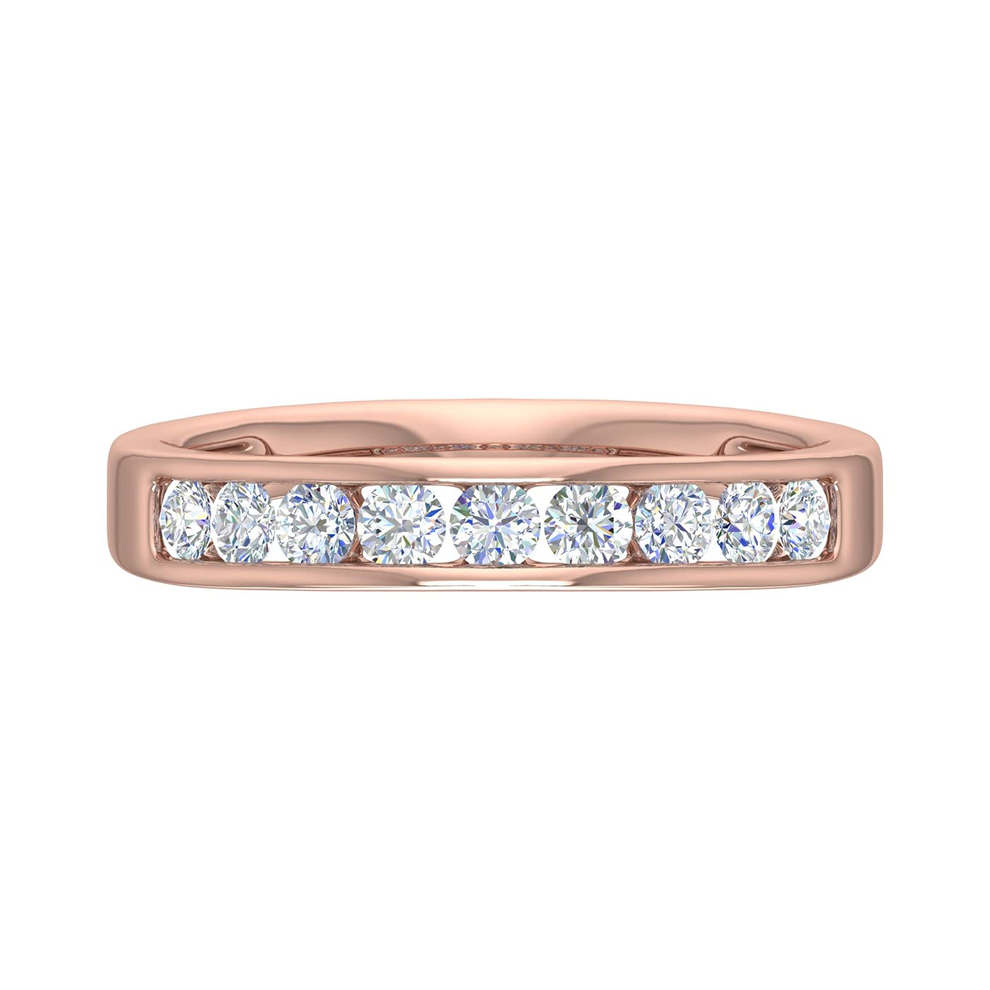 1/2 Carat Channel Set Diamond Wedding Band Ring in 14K Rose Gold (Ring Size 7.5) (I1-I2 Clarity)