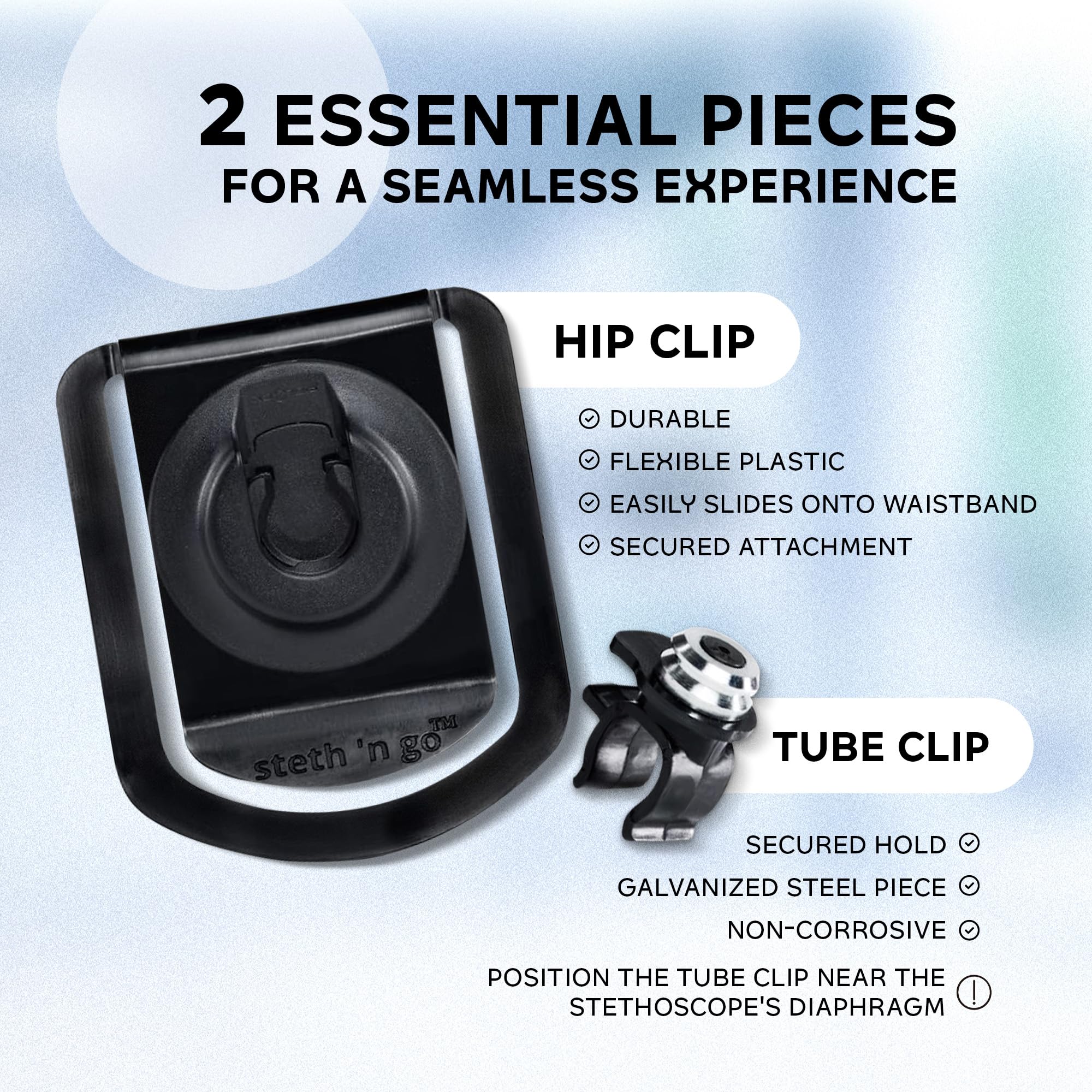 Steth ‘n go Magnetic Stethoscope Holder, Stethoscope Holder Hip Clip Design for Littmann Cardiology and Master Cardiology Stethoscopes, Must-Have Stethoscope Accessories, 1.10 oz
