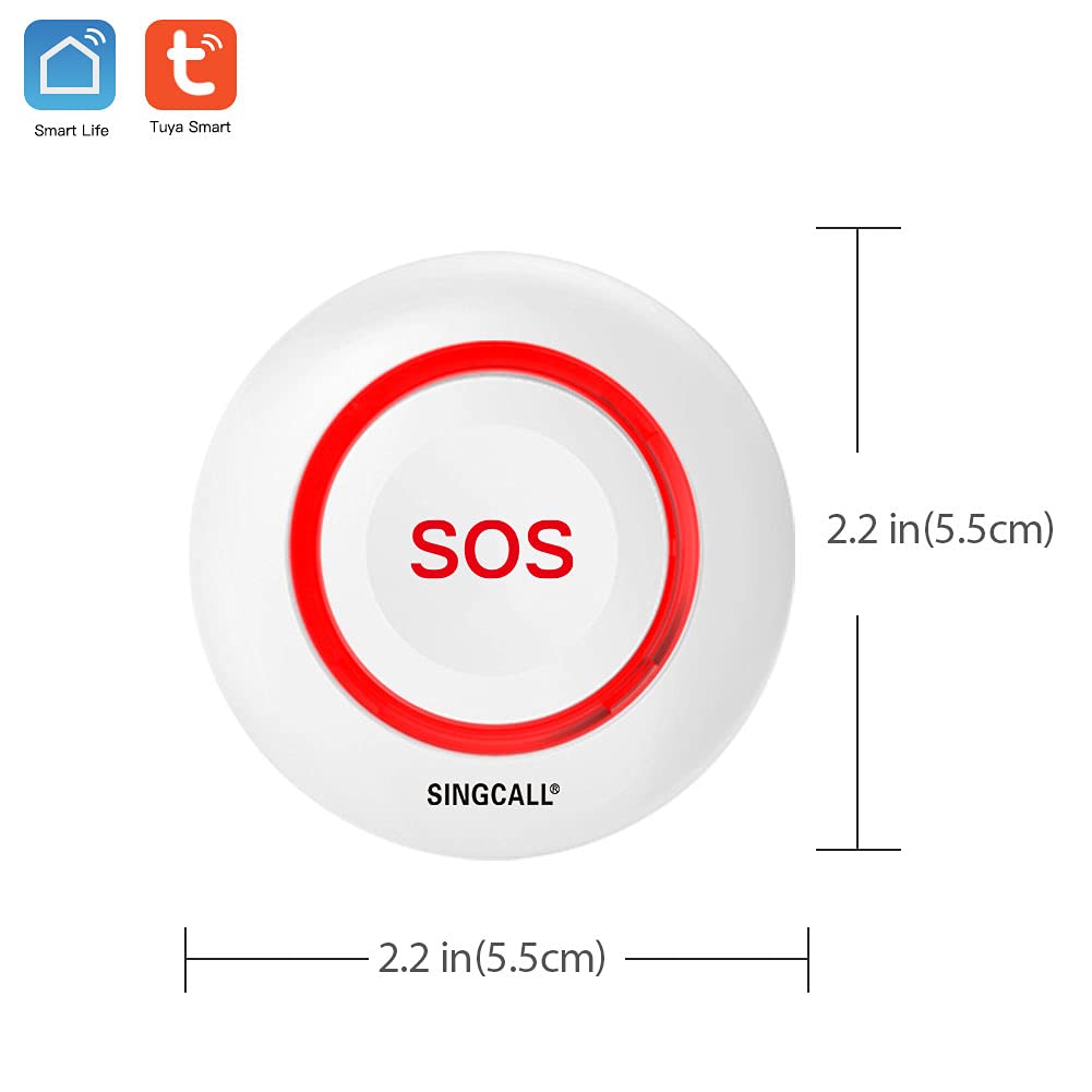 SINGCALL Caregiver Pager Panic Button Alert Button Medical Alert System Emergency Button for Elderly SOS Alarm Bell for Seniors Tuya Smart Waterproof Wireless Pager (only 2.4GHz WiFi)