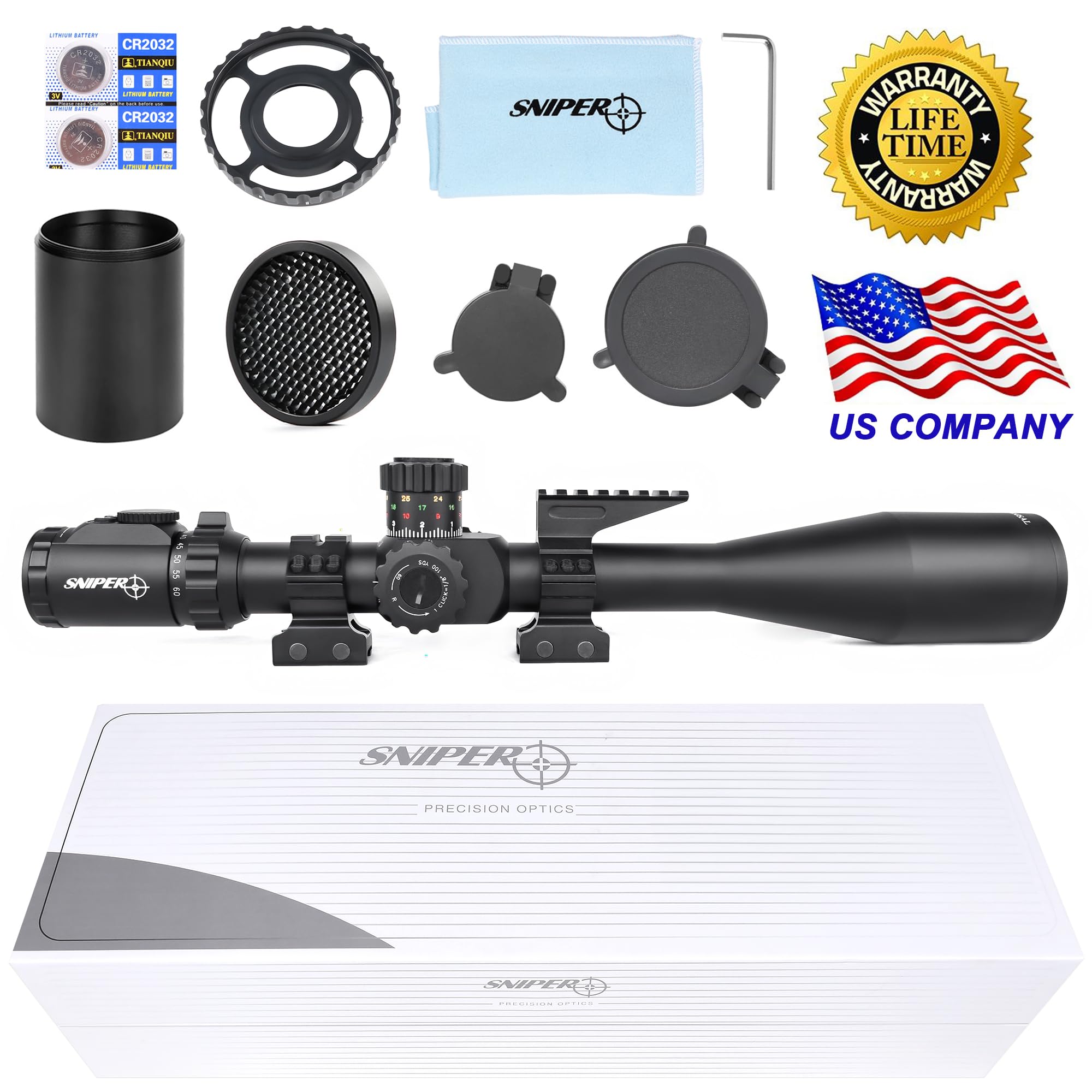 12-60X60SAL Long Range Rifle Scope 35mm Tube Side Parallax Adjustment with Scope( KT12-60X60SAL )