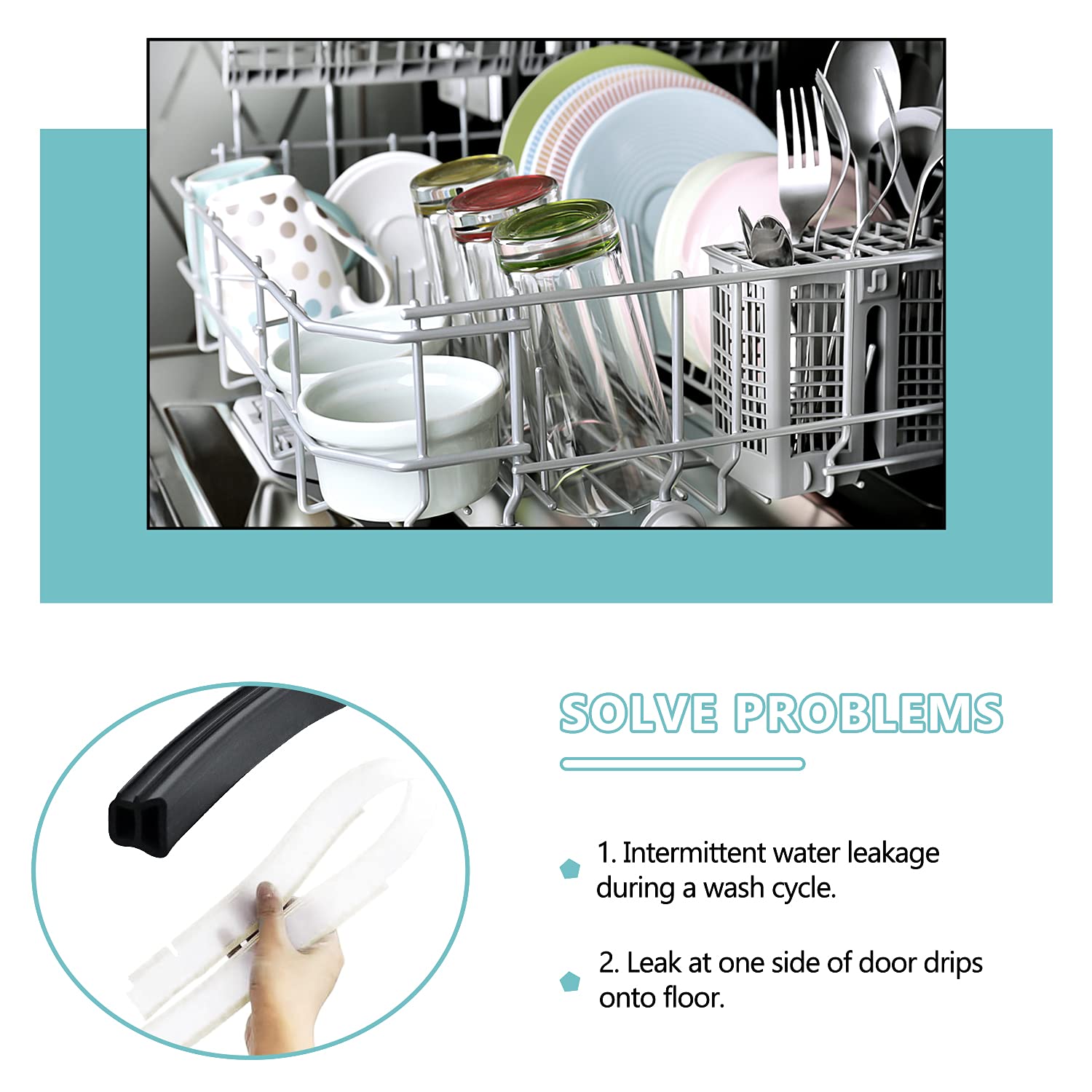 154827601 Dishwasher Door Seal 809006501 Lower Seal 154701001 Splash Shield Kit Compatible with Frigidaire Kenmore Replace AP5690109 PS8260227 154845301 154211801 by Cenipar