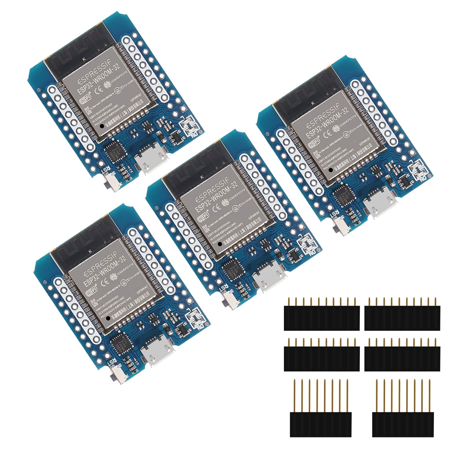 AITRIP 4pcs D1 Mini NodeMCU ESP32 ESP-WROOM-32 WLAN WiFi Bluetooth Development Board 5V Compatible with Arduino