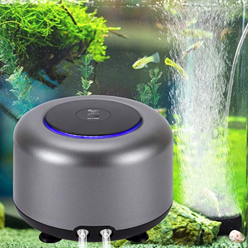 AQQA Aquarium Air Pump Fish Tank Air Pump Quite Aerator Pump Dual Outlets Powerful Adjustable Oxygen Air Pump Hydroponics for Fish Tank Up to 300 Gallon (5W 200GPH)