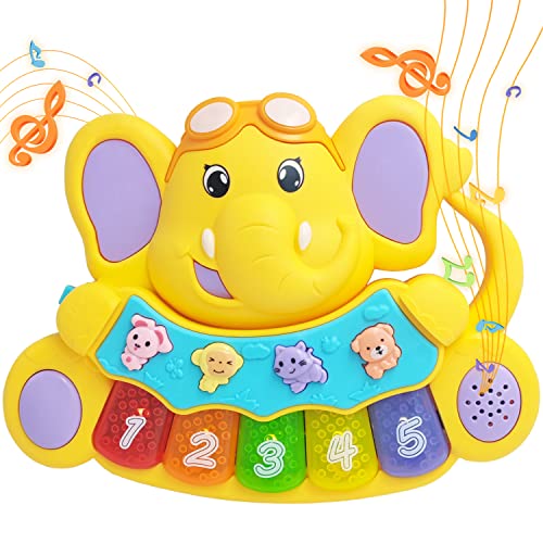 Baby Music Elephant Piano Toy – Early Learning Musical Keyboard Toy 6 to 12 Months Infant Light Up Toy Lovely 3 Play Modes Educational Gift for Kids