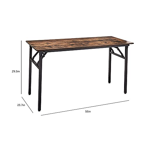 Coral Flower Office Desk 55 inches Folding Table Computer Table Workstation,Rustic Brown