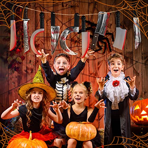3 Pieces Halloween Knife Fake Knife Halloween Machete Toy Plastic Halloween Butcher Sickle Weapon Prop Halloween Party Decoration