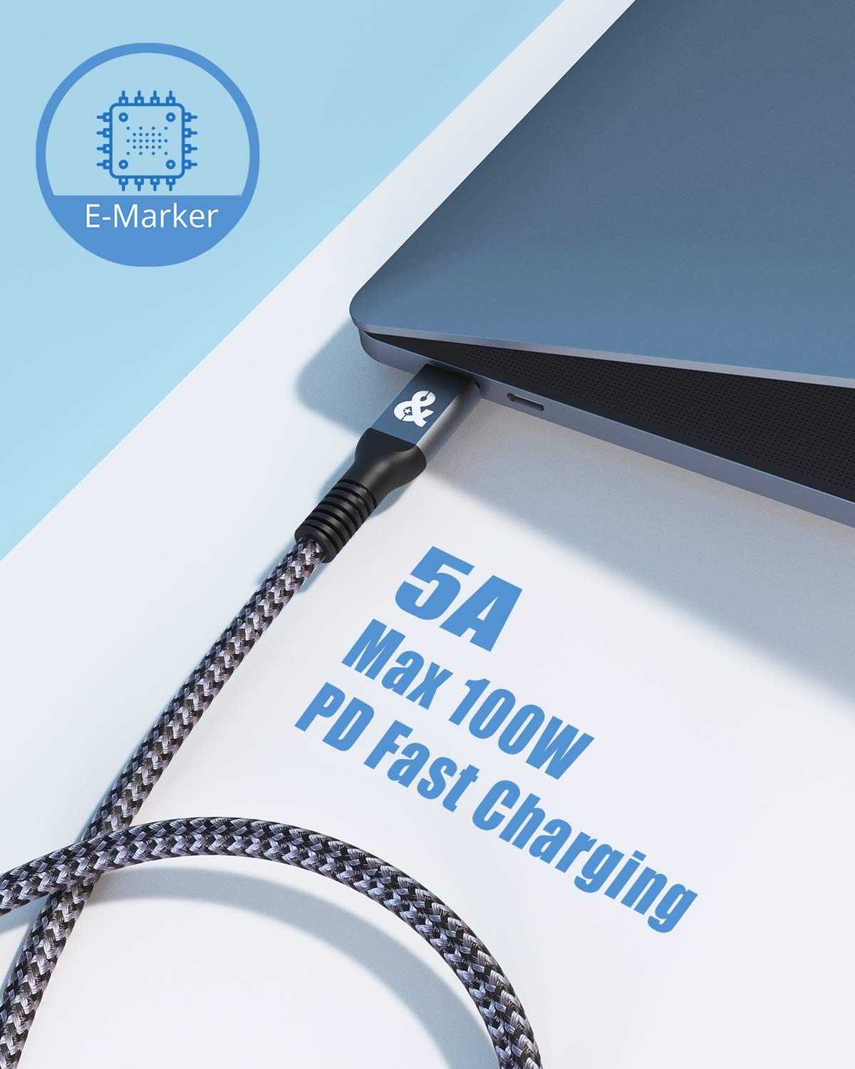 ANDNOVA USB C to USB C 3.1 Gen 2 Cable (100W 5A 20Gbps-3.3Ft) USB C Video Cable, Type C Fast Charging Compatible with iPhone 16 MacBook Air Pro M1 Pro Max, 4k 60Hz 2k 165/144/120Hz Display Monitor