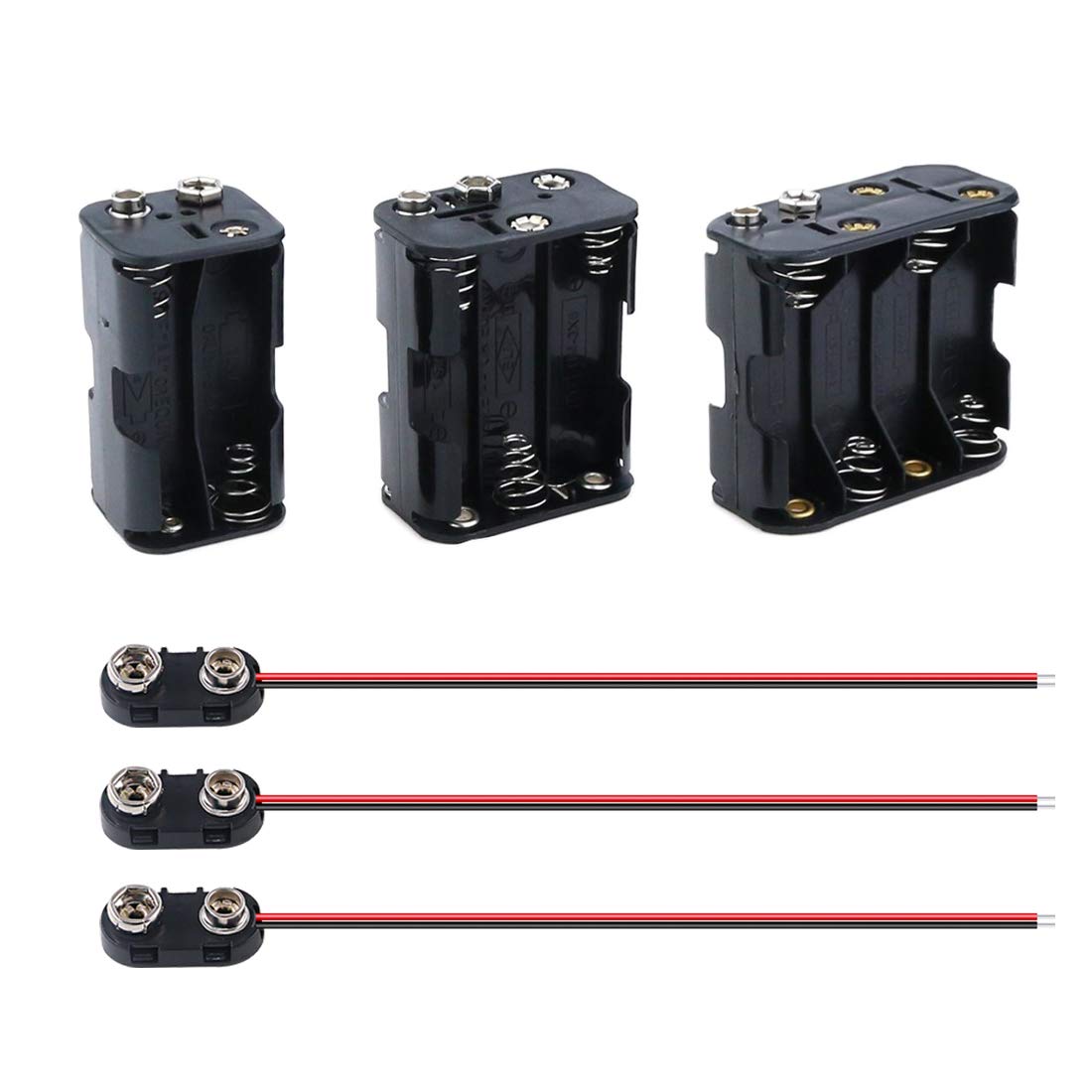 3Pcs 4/6/8 X 1.5V AA Battery Holder with Standard Snap Connector
