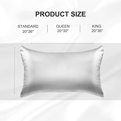 100% Mulberry Silk Pillowcase for Hair and Skin, Dafinner Standard Size Pillow Case 2 Pack with Hidden Zipper, 20x26, White