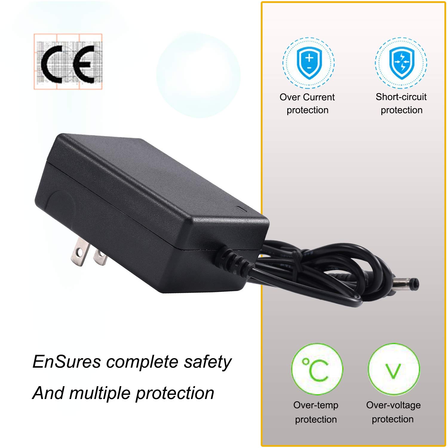 24V 1A Power Adapter Supply - AC to DC 24 Volt 1000mA 500mA Available 5.5x2.5mm-2.1mm Tip 24V/1A 24W for Oil Diffuser Humidifier WiFi Camera, GPS, Webcam, Router (3.6Ft Cable)