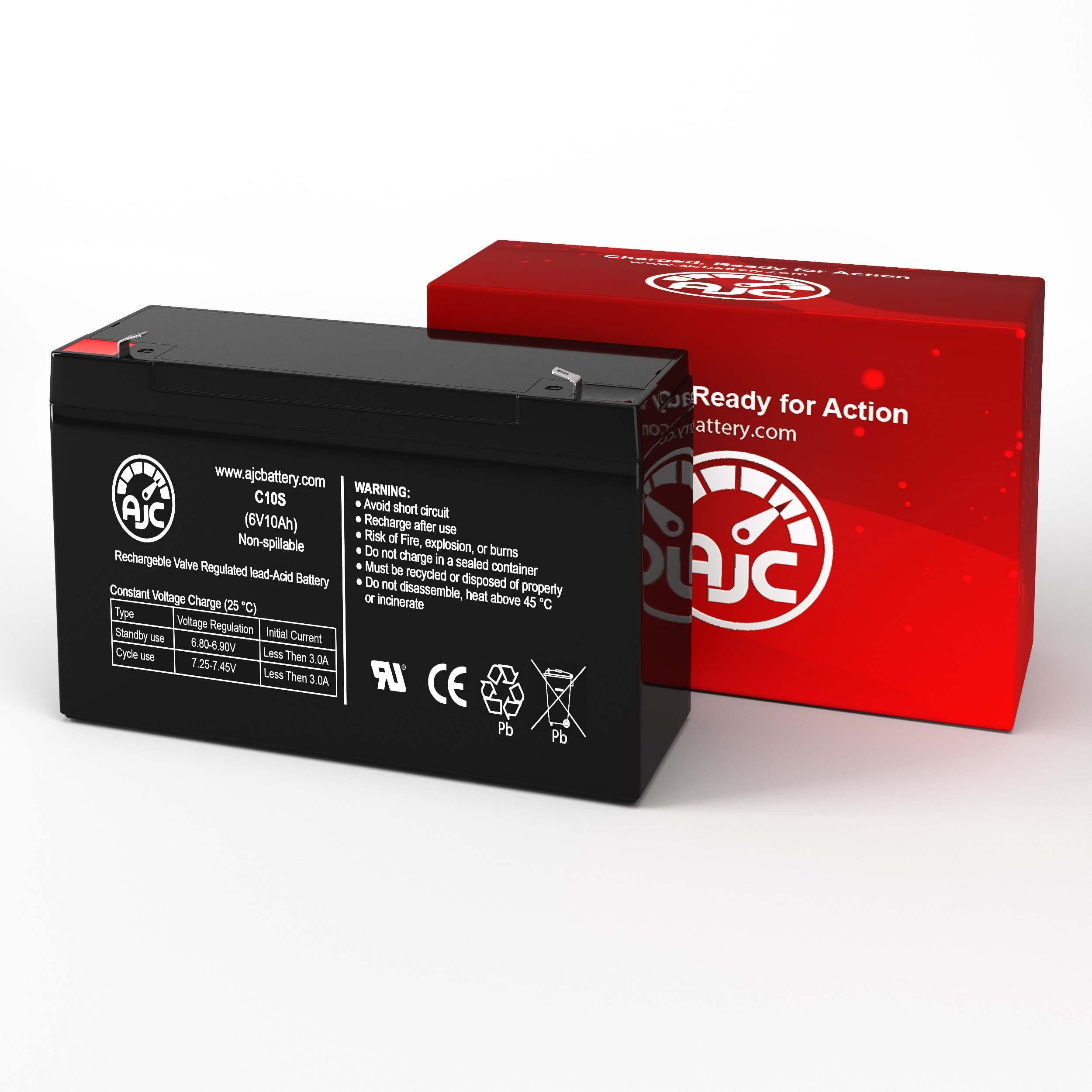 AJC Battery Compatible with Werker WKA6-10F 6V 10Ah Sealed Lead Acid Battery